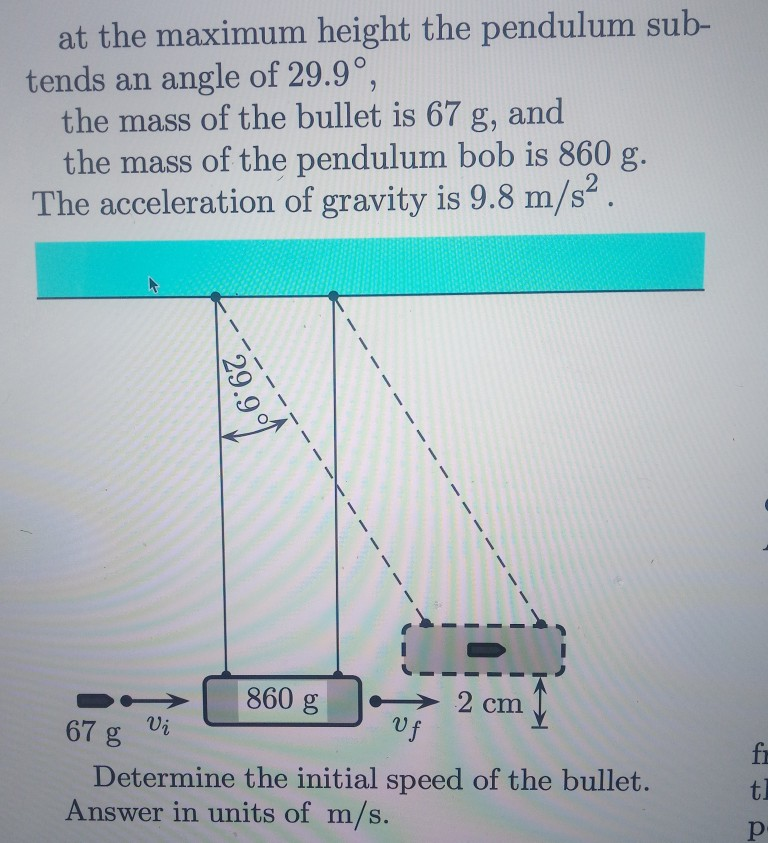 Solved A student performs a ballistic pendulum experiment | Chegg.com