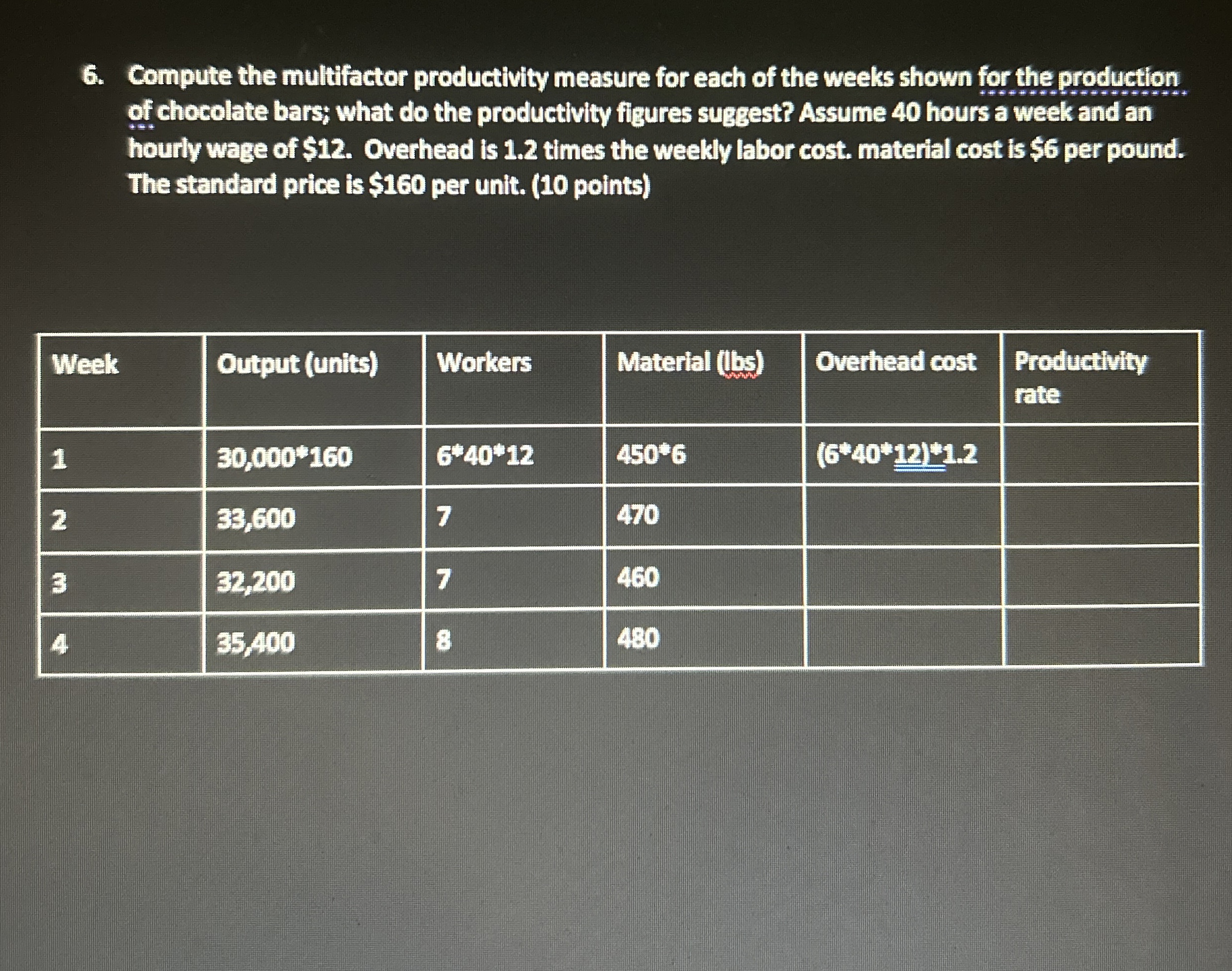 Solved Compute The Multifactor Productivity Measure For Each