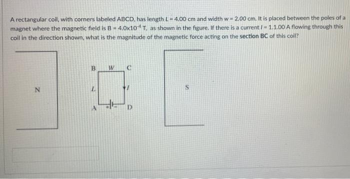 Solved A rectangular coil, with corners labeled ABCD, has | Chegg.com