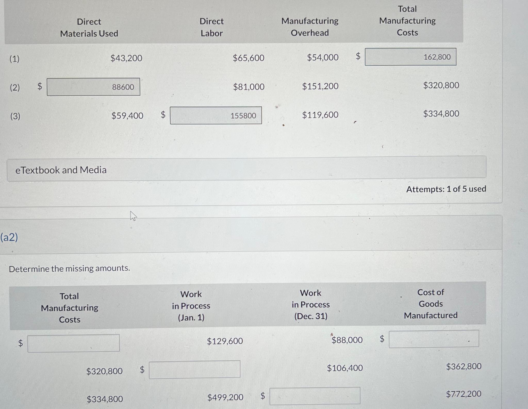 Solved TotalDirectDirectManufacturingManufacturingMaterials | Chegg.com