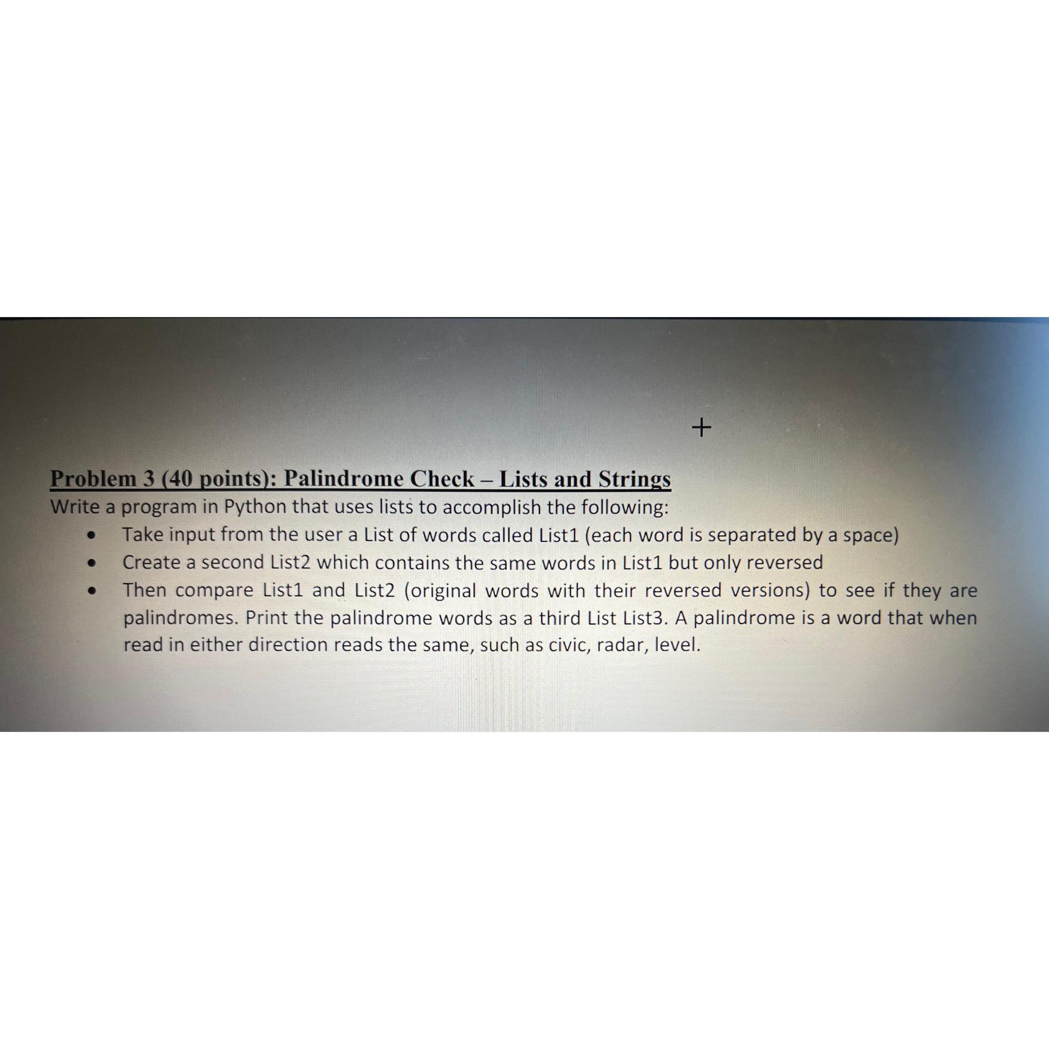 Solved Problem 3 ﻿lists Andt Sringswrite A Program In
