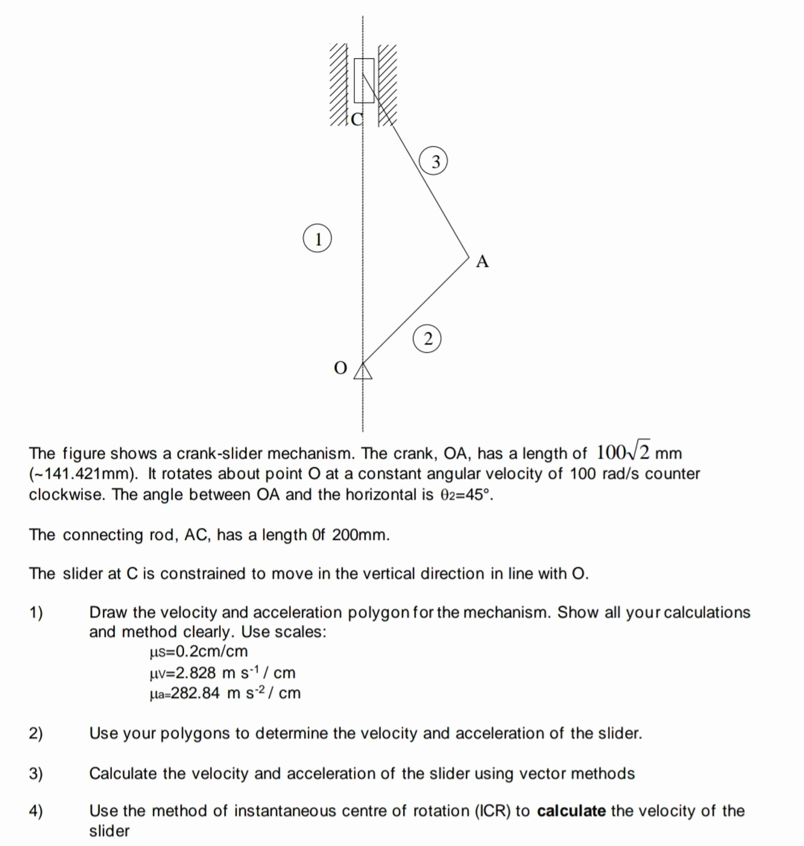 Solved The figure shows a crank-slider mechanism. The crank, | Chegg.com