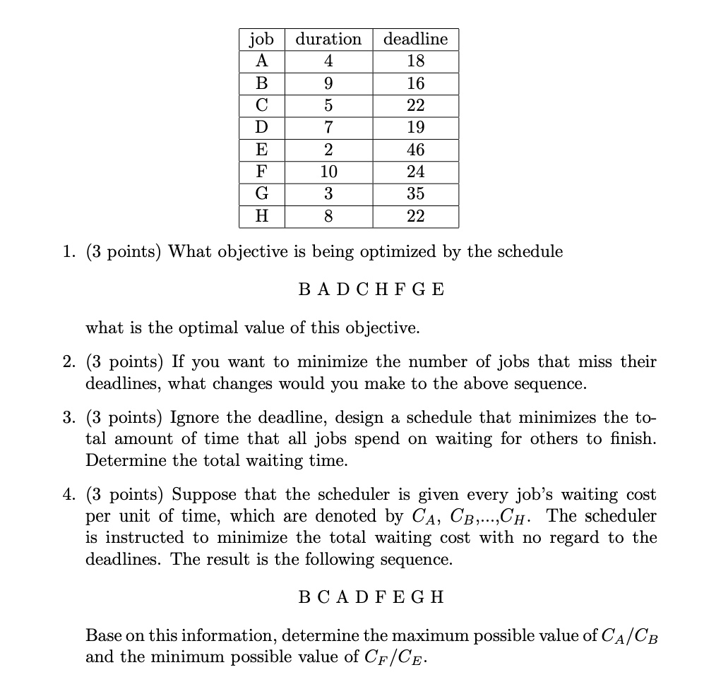 Solved Problem 3 (12 ﻿points): The table below shows the | Chegg.com