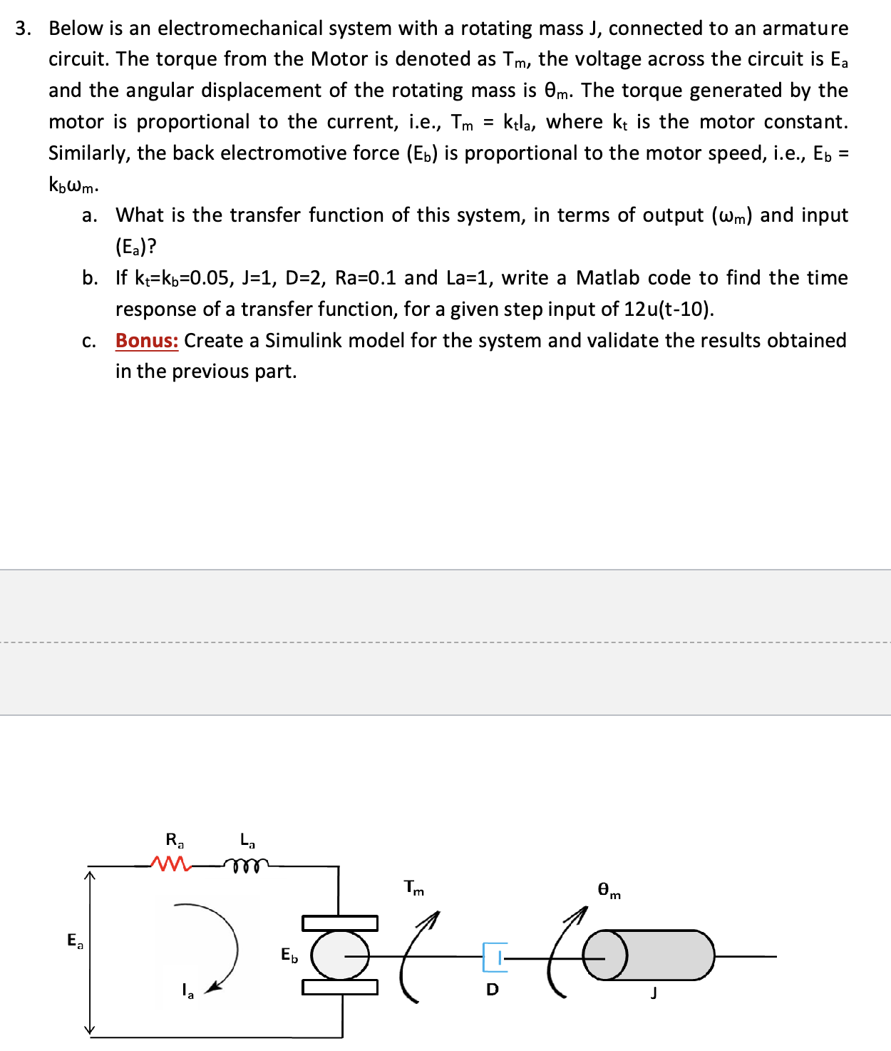 Below is an electromechanical system with a rotating | Chegg.com