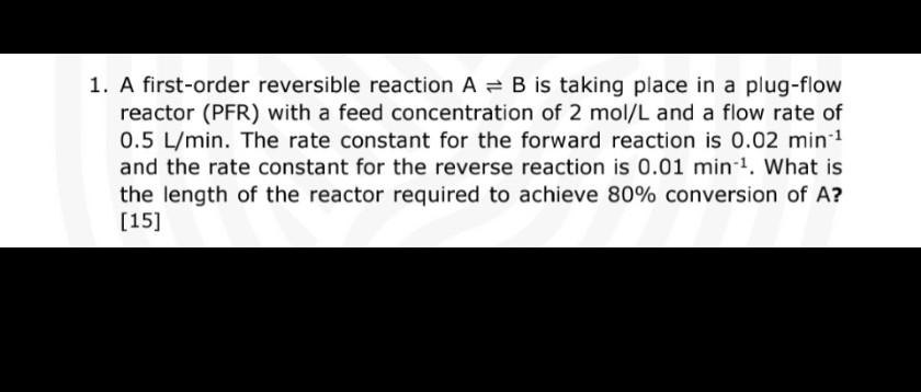 Solved 1 A First Order Reversible Reaction A⇌b Is Taking
