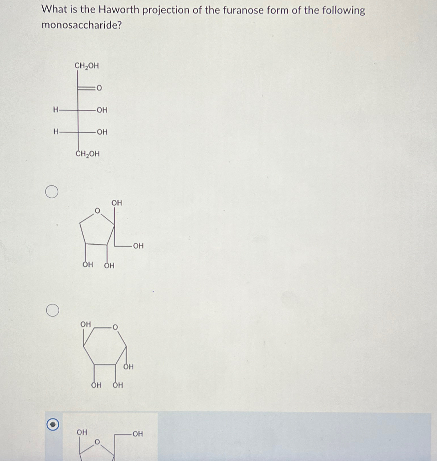 Solved What is the Haworth projection of the furanose form | Chegg.com