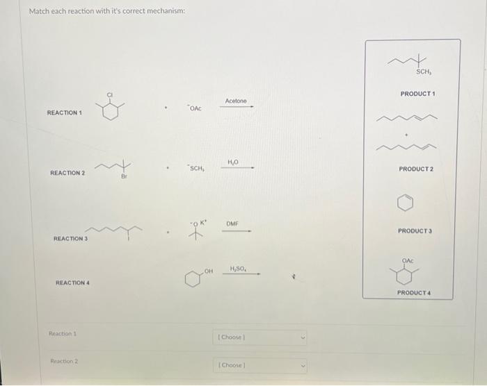 Solved Match each reaction with it's correct mechanism: | Chegg.com