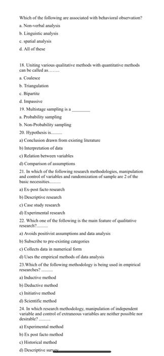 Solved Which of the following are associated with behavioral | Chegg.com