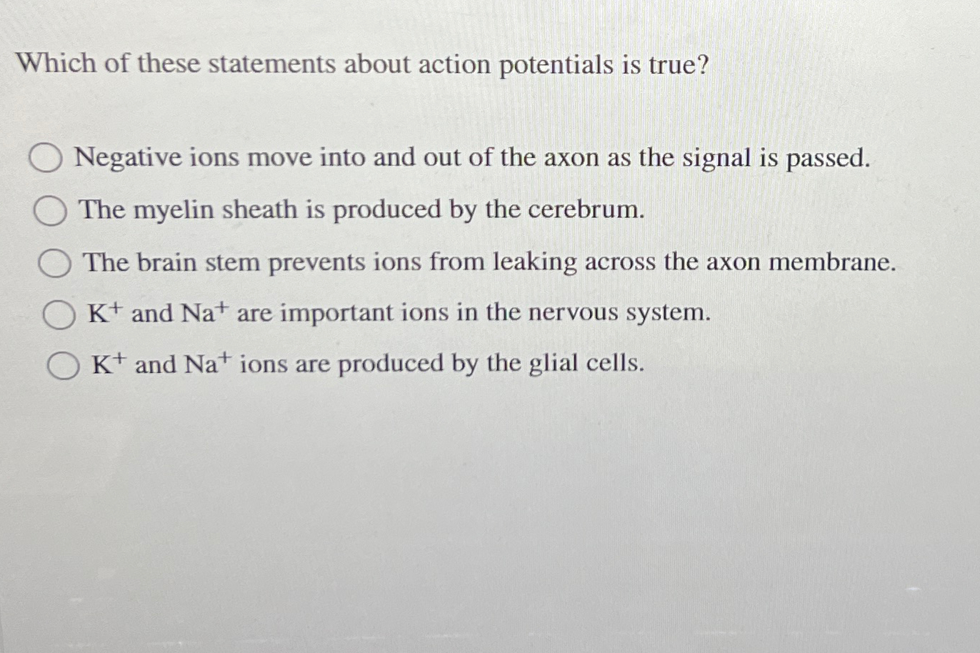 Solved Which of these statements about action potentials is | Chegg.com