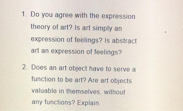 1. Do you agree with the expression theory of art? Is | Chegg.com