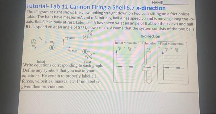 Solved NAME Tutorial- Lab 11 Cannon Firing a Shell 6.7 | Chegg.com