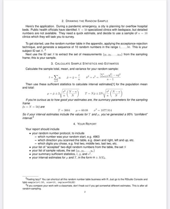 EXERCISE: SIMPLE RANDOM SAIMPLLHEF STATISTICS AND | Chegg.com