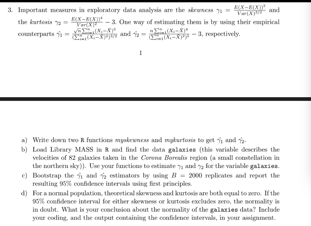 Solved 3. Important measures in exploratory data analysis | Chegg.com