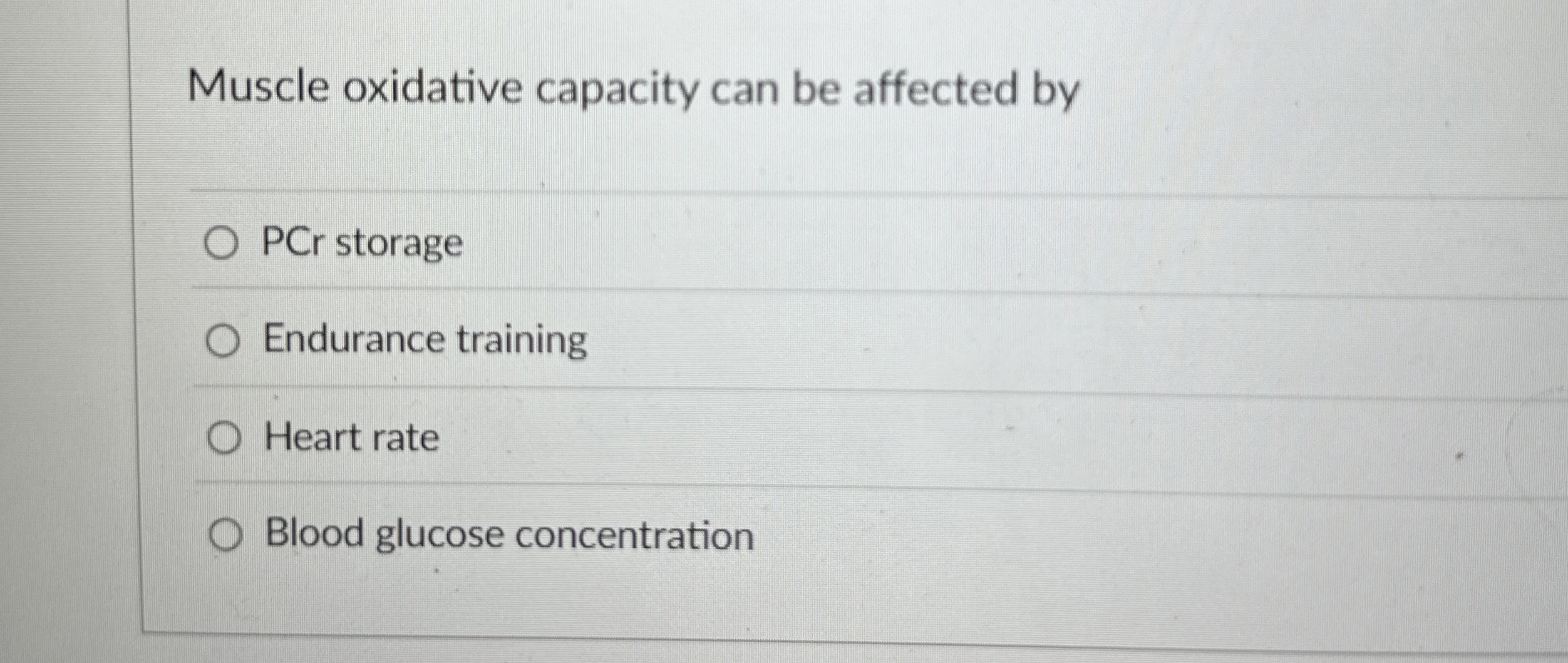 Solved Muscle oxidative capacity can be affected byPCr | Chegg.com