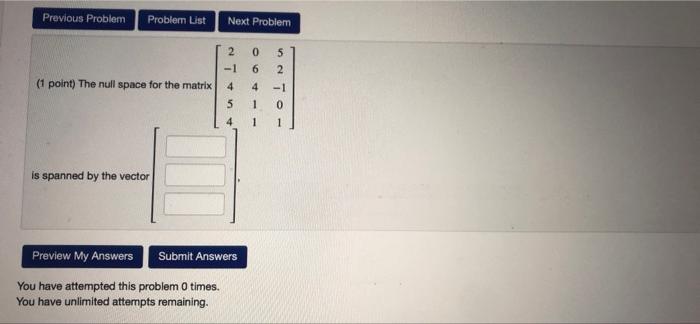 Solved Previous Problem Probler List Next Problem 0 6 Nun -1 | Chegg.com