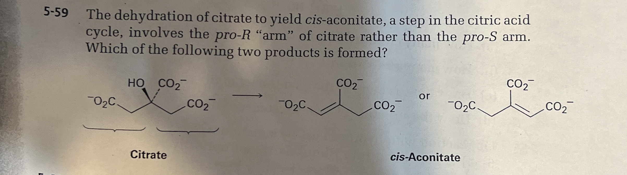 Solved -59 ﻿The dehydration of citrate to yield | Chegg.com