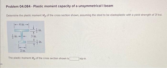 Solved Problem 04.084 - Plastic moment capacity of a | Chegg.com