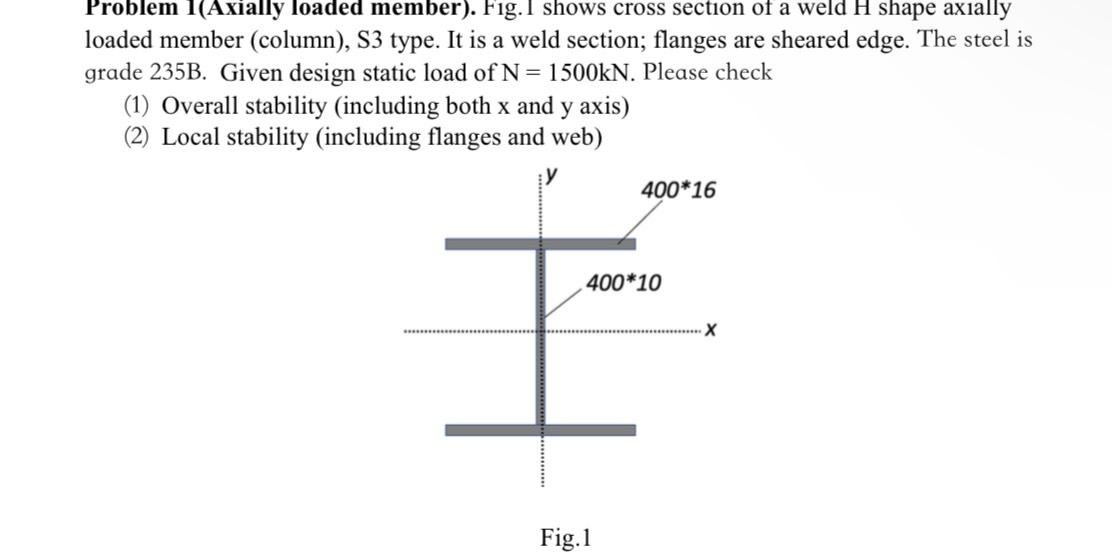 Solved Problem I(Axially loaded member). ﻿Fig. I shows cross | Chegg.com