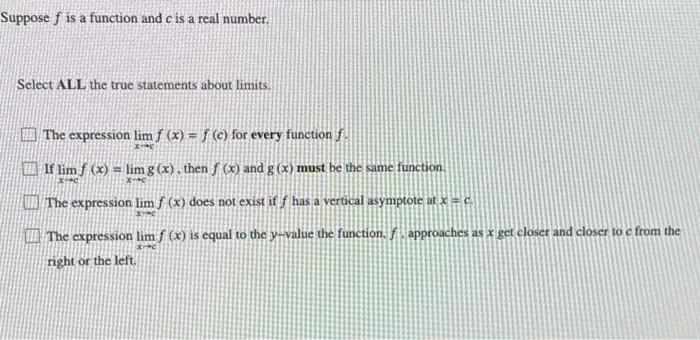 Solved Suppose f is a function and c is a real number. | Chegg.com