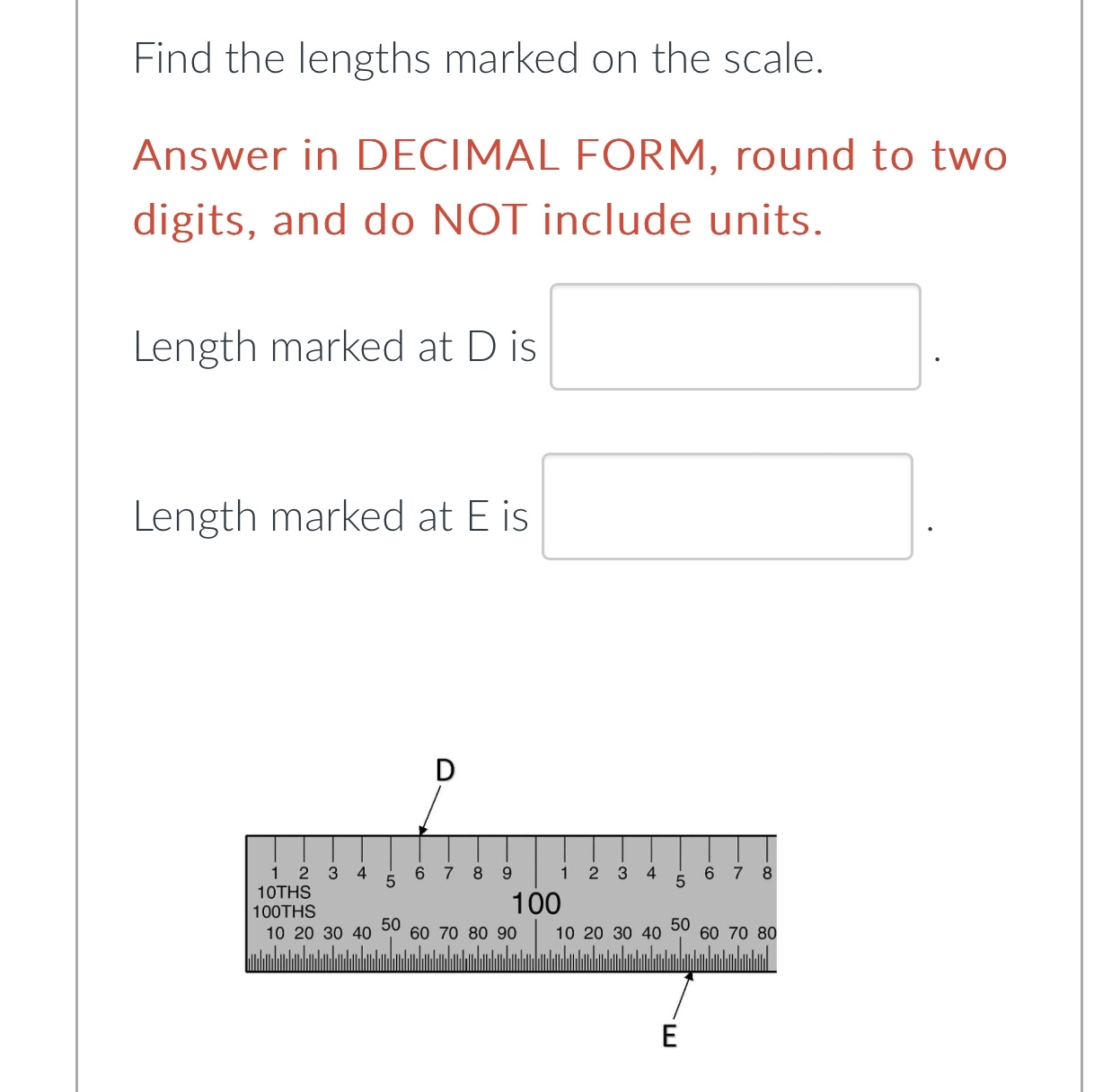 Solved Find the lengths marked on the scale.Answer in | Chegg.com
