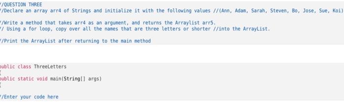 Solved IQUESTION THREE /Declare an array arr4 of Strings and | Chegg.com