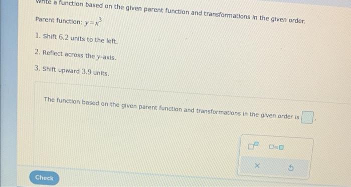 Solved Write a function based on the given parent function | Chegg.com
