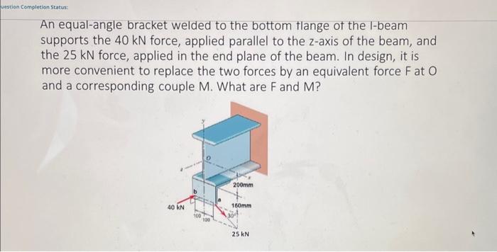 Solved An equal-angle bracket welded to the bottom tlange of | Chegg.com