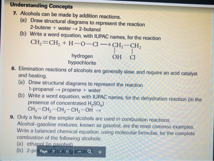 Solved Understanding Concepts 7. Alcohols can be made by | Chegg.com