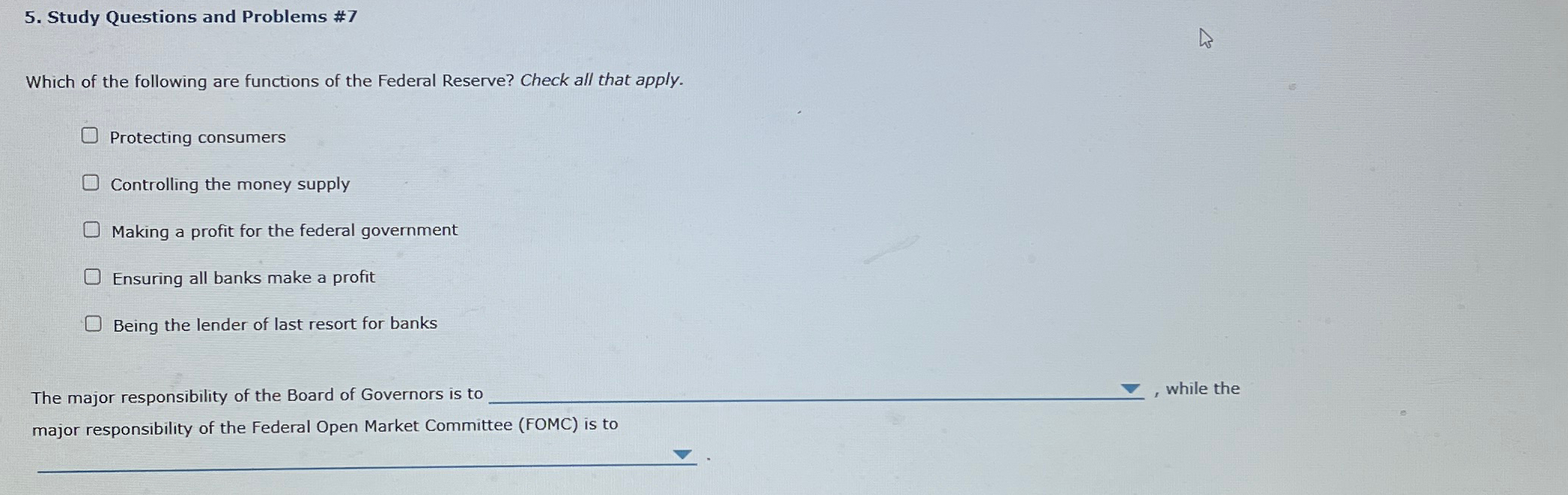 Solved Study Questions and Problems #7Which of the following | Chegg.com