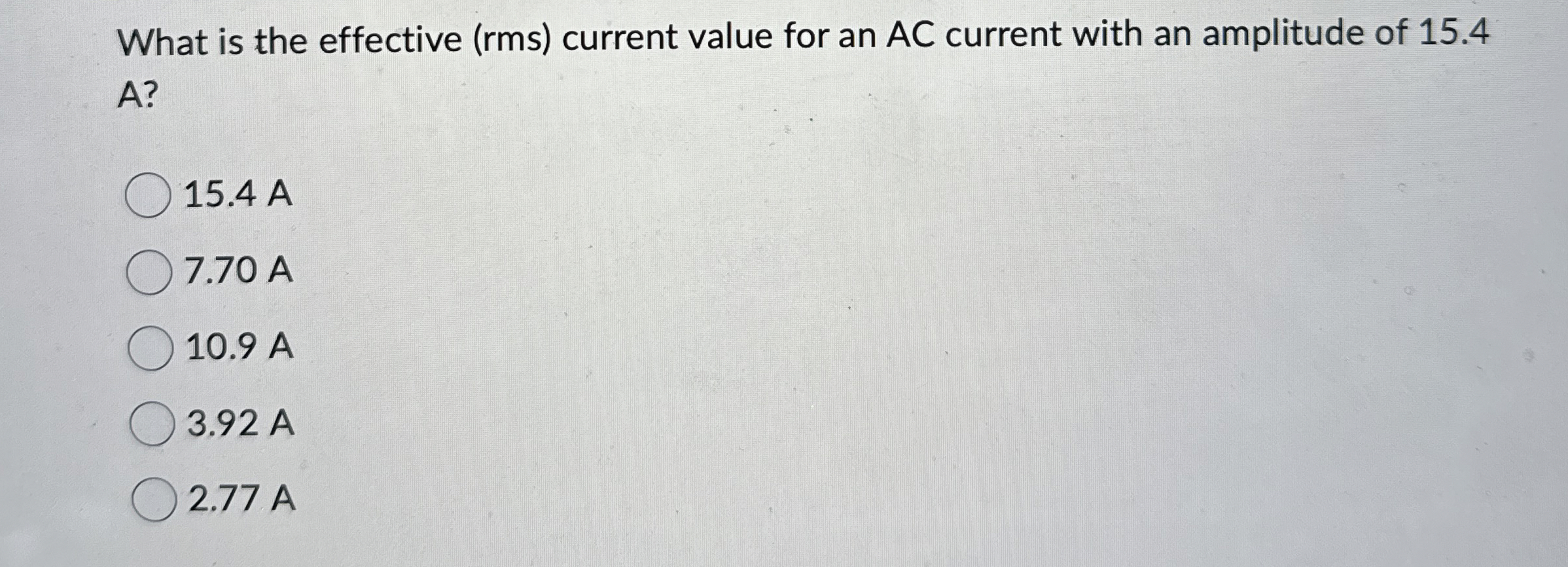 Solved What is the effective (rms) ﻿current value for an AC | Chegg.com