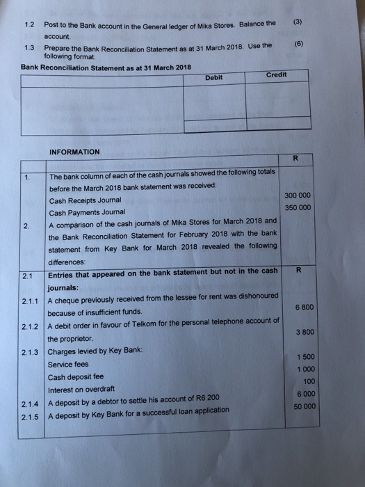 Solved TOTAL MARKS 20 MARKS QUESTION 1 BANK RECONCILIATION | Chegg.com Solved TOTAL MARKS 20 MARKS QUESTION 1 BANK RECONCILIATION | Chegg.com