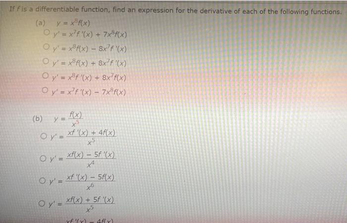 Solved a Iff is a differentiable function, find an | Chegg.com