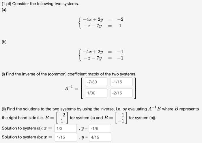 Solved (1 pt) Consider the following two systems. (a) | Chegg.com