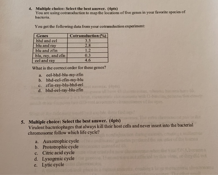 Solved 4. Multiple choice: Select the best answer. (4pts) | Chegg.com