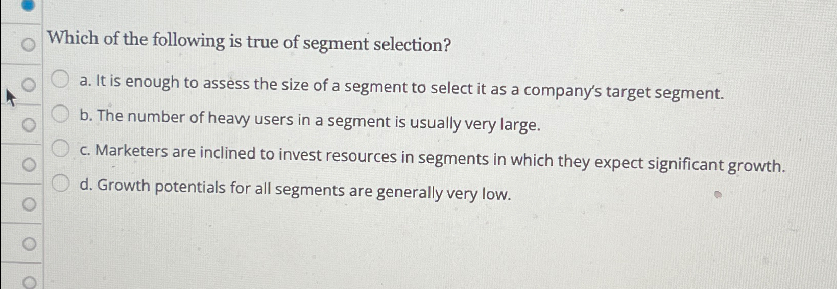 Solved Which of the following is true of segment | Chegg.com