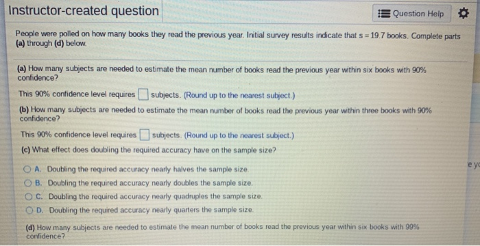 Solved Instructor-created question Question Help People were | Chegg.com