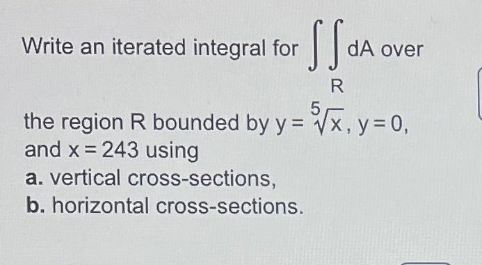 Solved Write an iterated integral for ∬RdA over the region R | Chegg.com