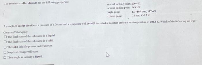 Solved The substance krypton has the following properties: | Chegg.com