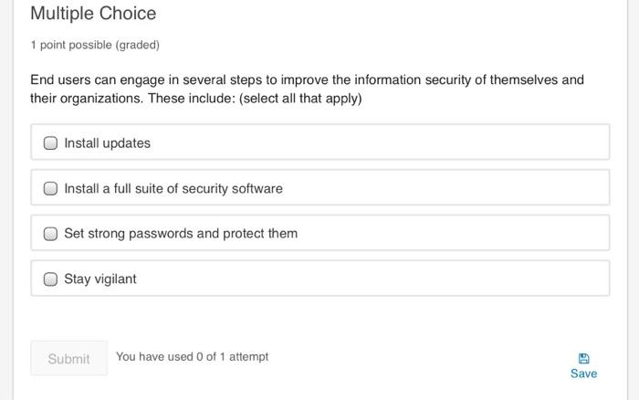 Solved Multiple Choice 1 point possible (graded) End users | Chegg.com