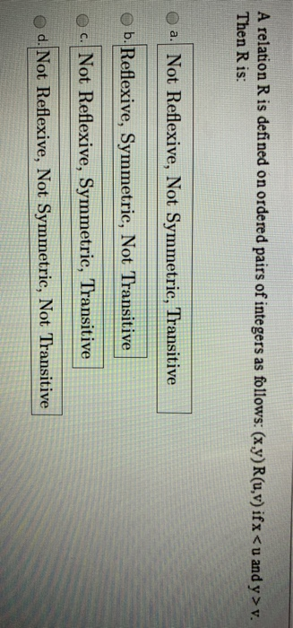 Solved A relation R is defined on ordered pairs of integers | Chegg.com