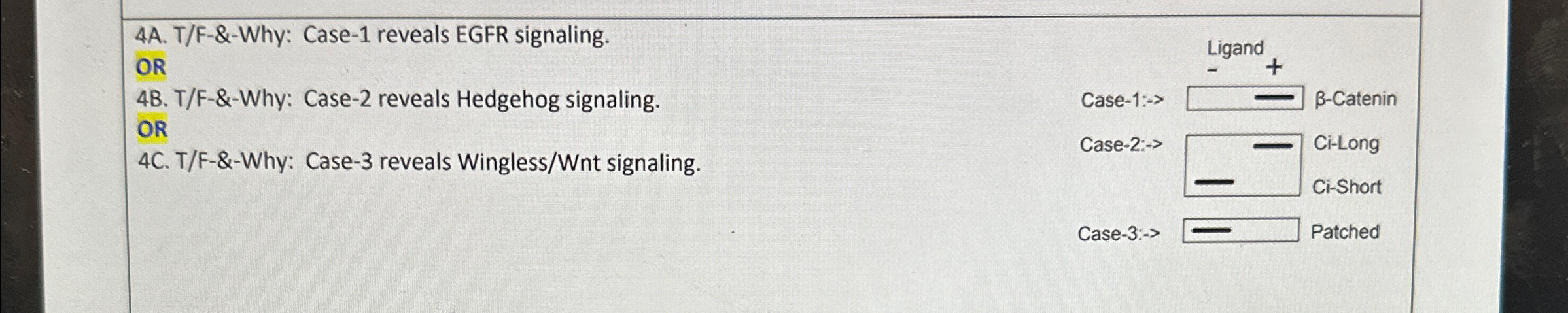 Solved 4a ﻿t F And Why Case 1 ﻿reveals Egfr Signaling Or4b