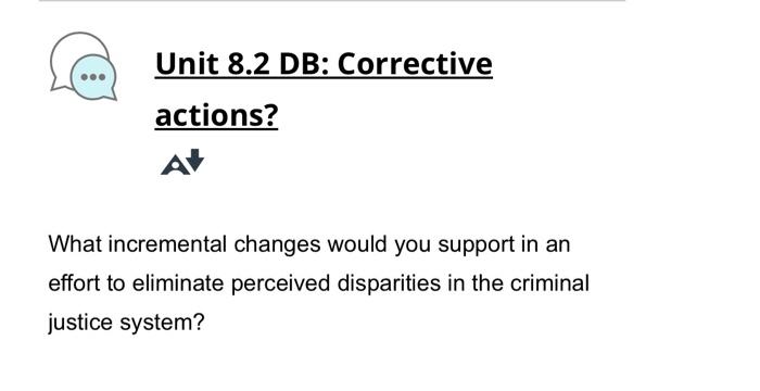 Solved Unit 8.2 DB: Corrective actions? ar What incremental | Chegg.com