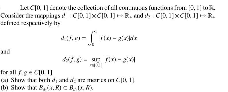 Solved Let C[0,1] denote the collection of all continuous | Chegg.com