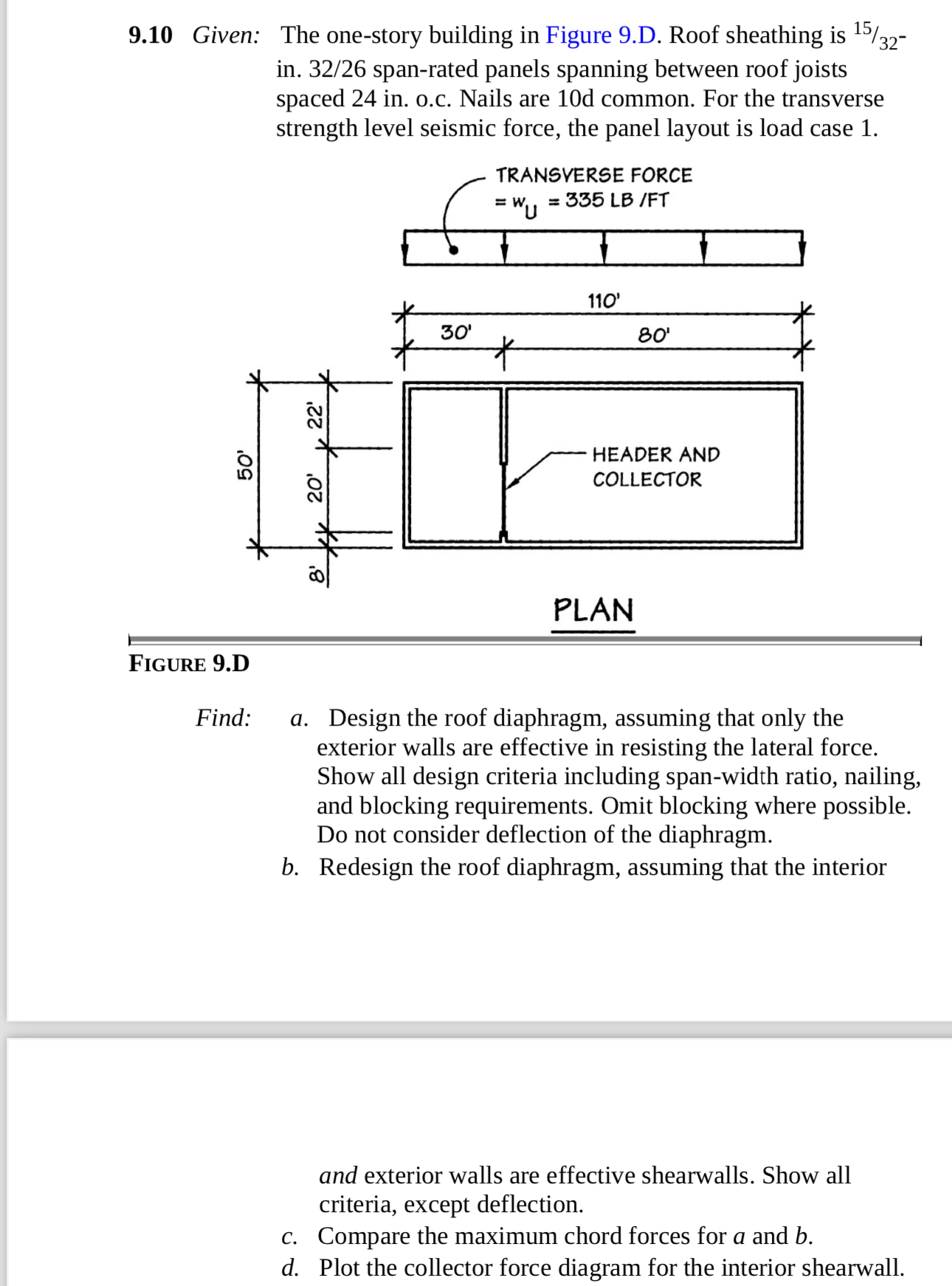 Solved 9.10 ﻿Given: The one-story building in Figure 9.D. | Chegg.com