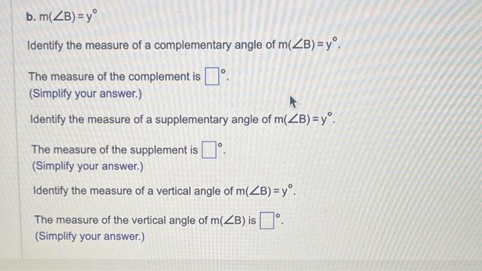 Solved Find the measure of a complementary angle, a | Chegg.com