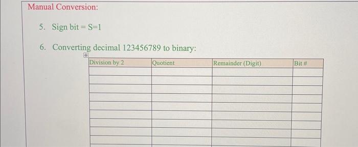 Solved Your task: Convert by hand the number -987654321 into | Chegg.com