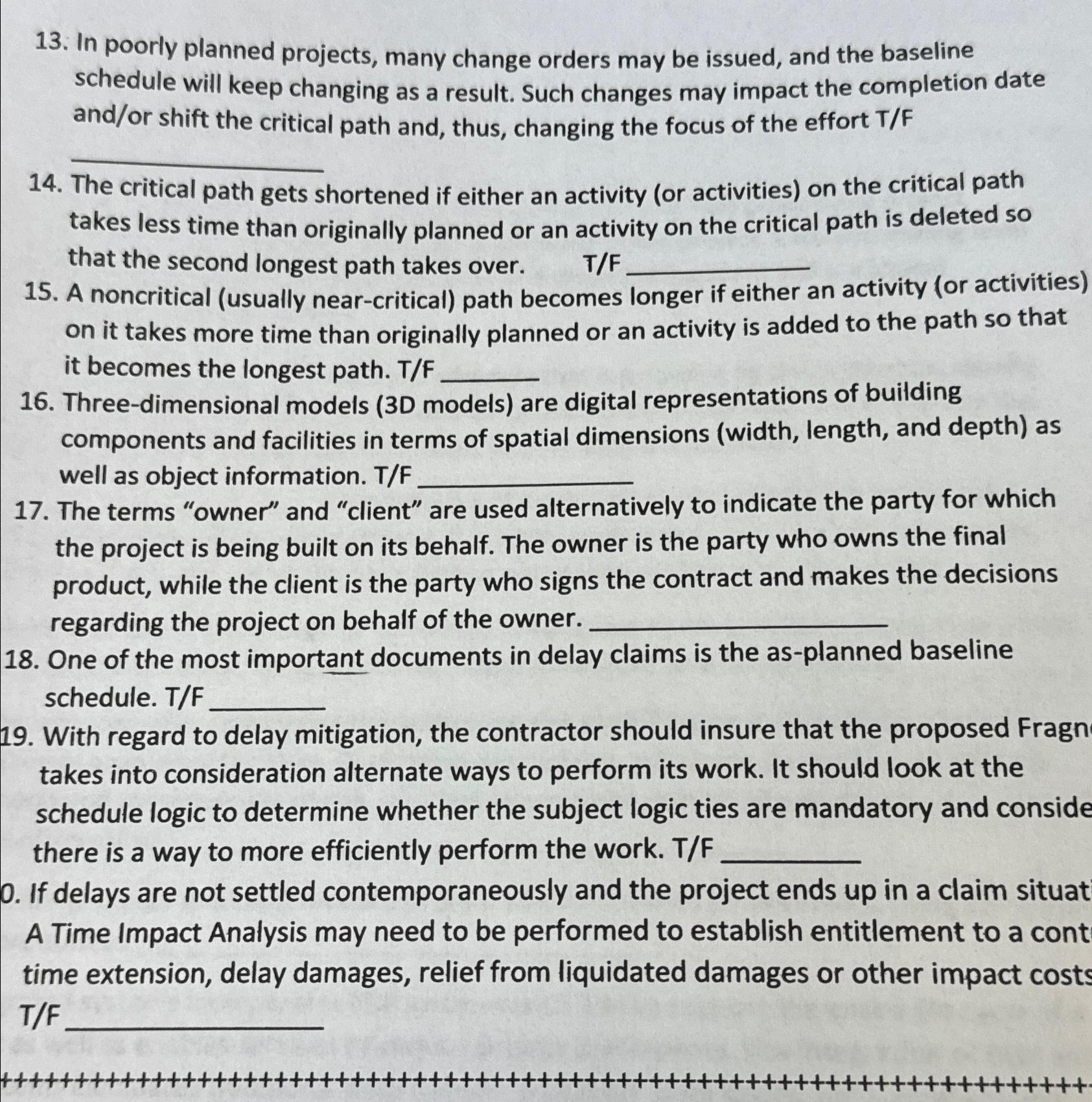 Solved In poorly planned projects, many change orders may be | Chegg.com