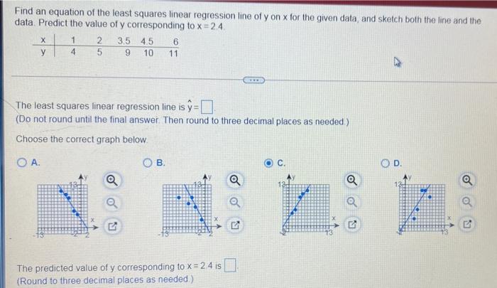 Solved Find an equation of the least squares linear | Chegg.com