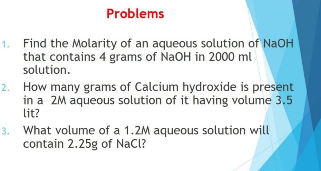 Solved Find the Molarity of an aqueous solution of NaOH that | Chegg.com