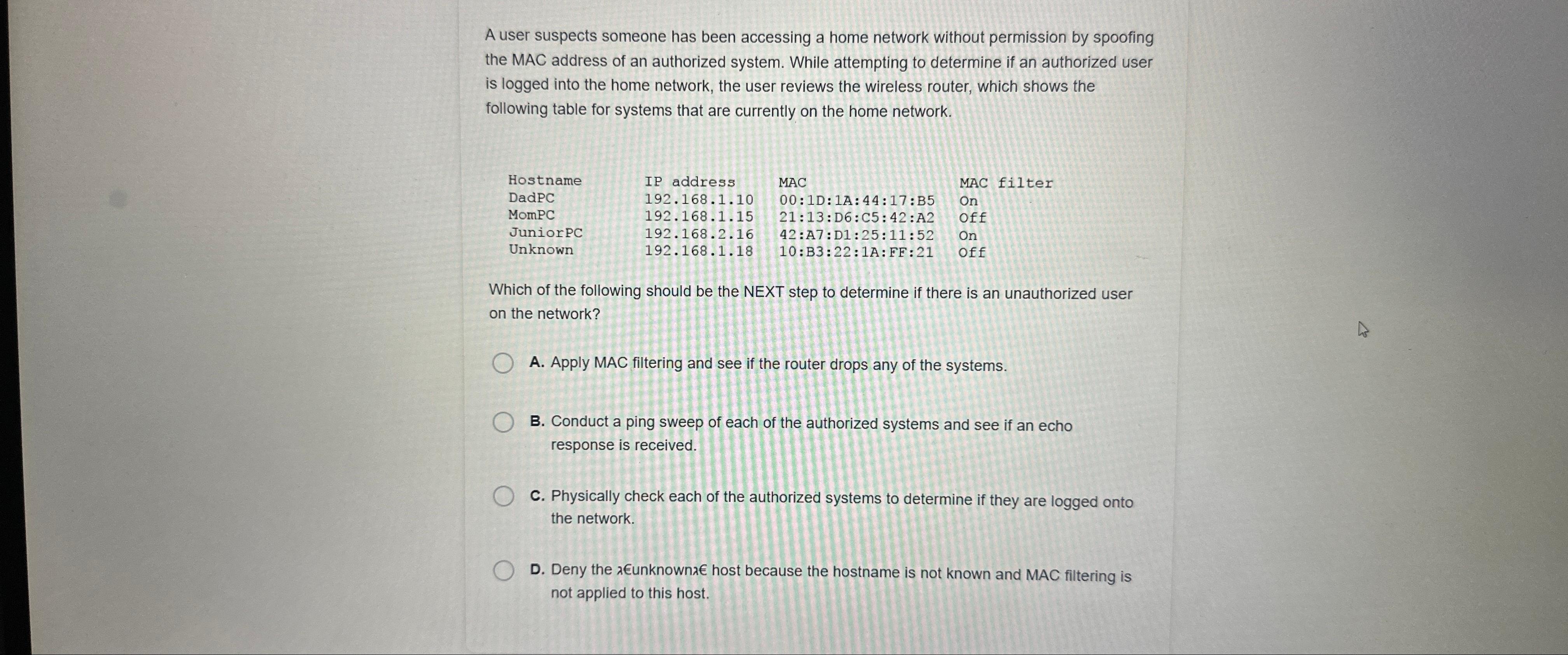 Solved A user suspects someone has been accessing a home | Chegg.com
